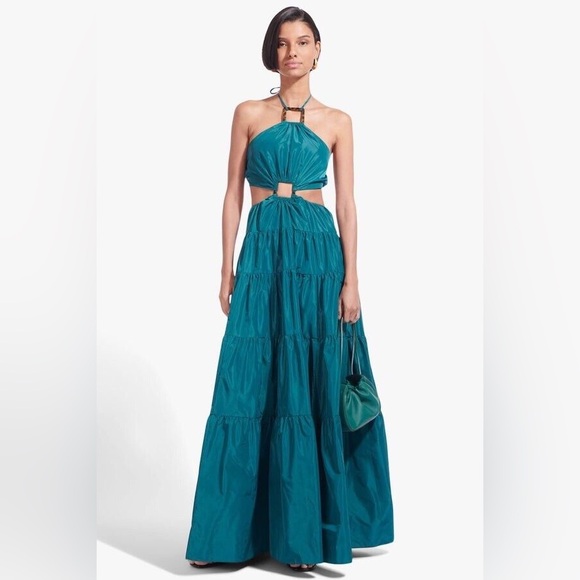 STAUD | Dresses | Staud Dome Green Techno Cutout Maxi Dress Gown | Poshmark